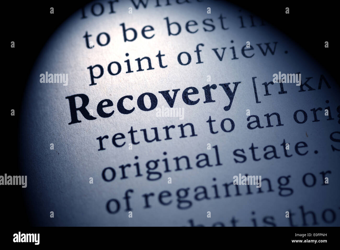 Fake Dictionary, Dictionary definition of the word recovery Stock Photo ...