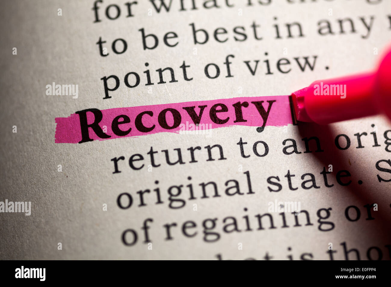 Fake Dictionary, Dictionary definition of the word recovery Stock Photo ...