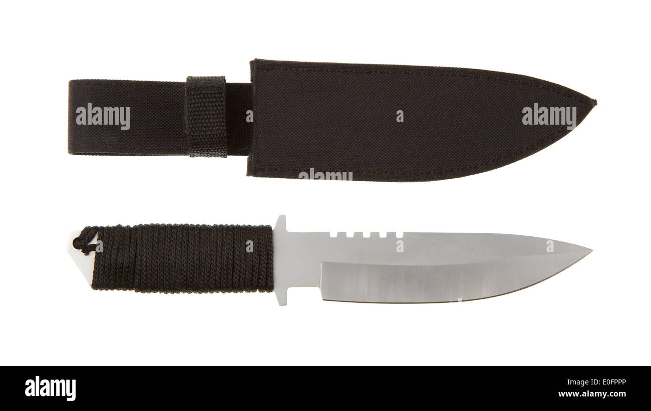 Sharpened metal blade with braided handle on a white background Stock ...