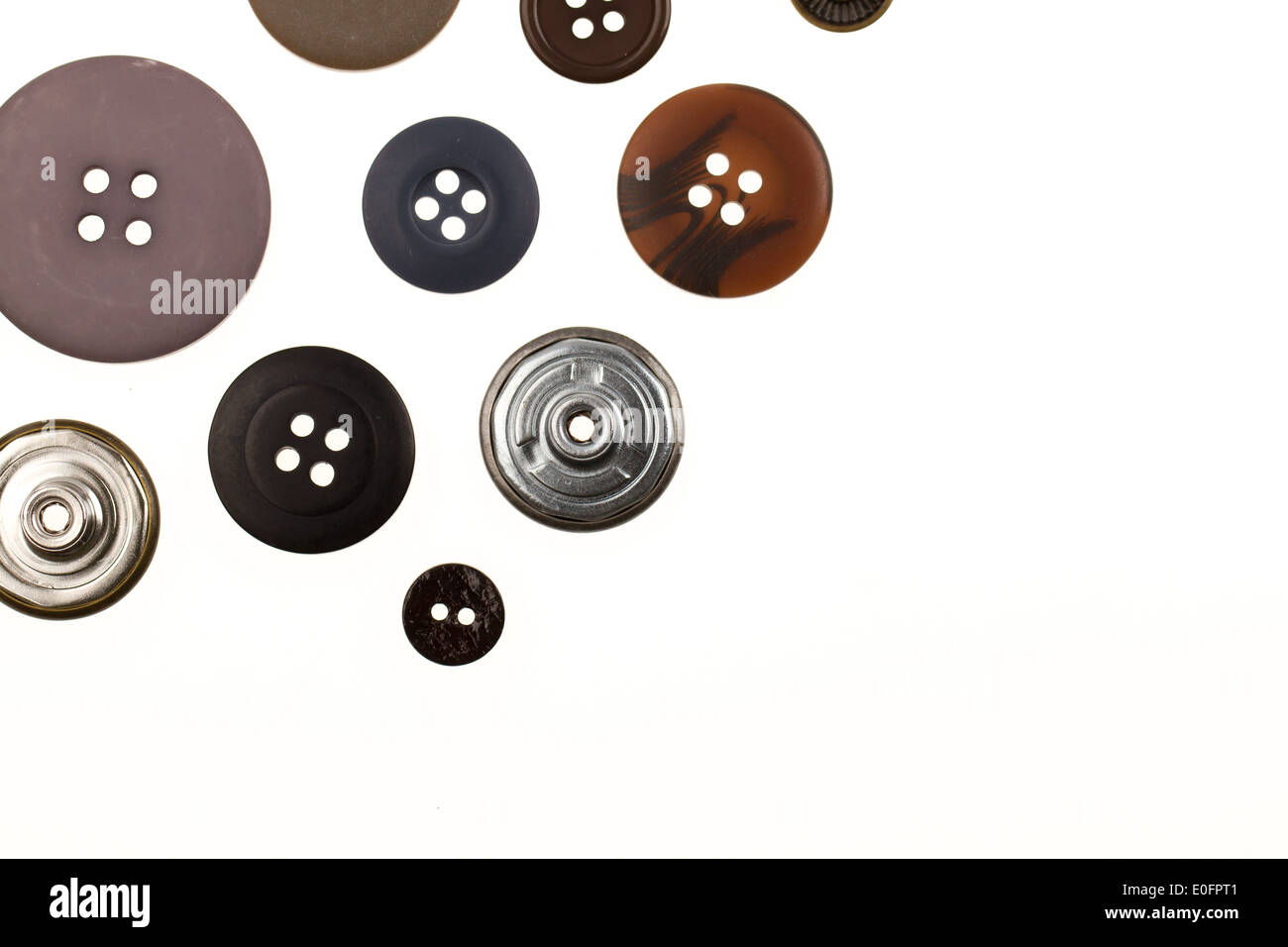 A collection of different buttons on a white background Stock Photo - Alamy