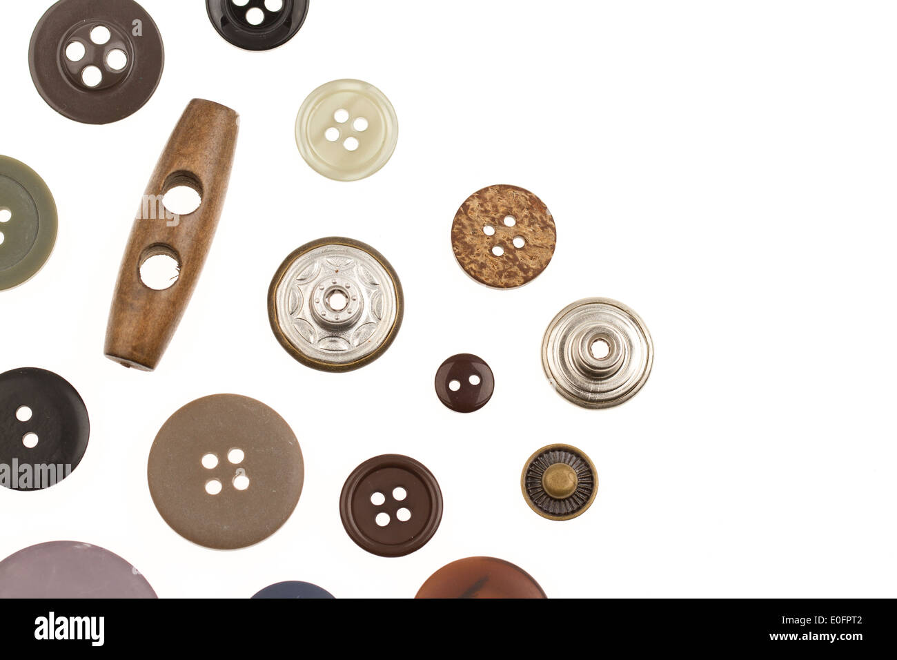 A collection of different buttons on a white background Stock Photo - Alamy