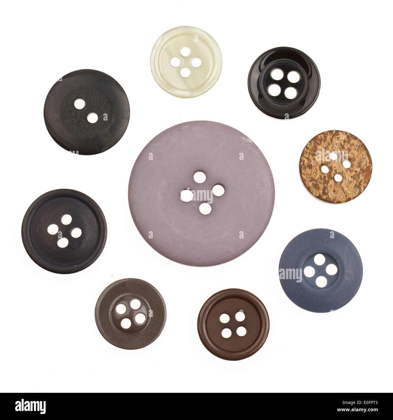 A collection of different buttons on a white background Stock Photo - Alamy