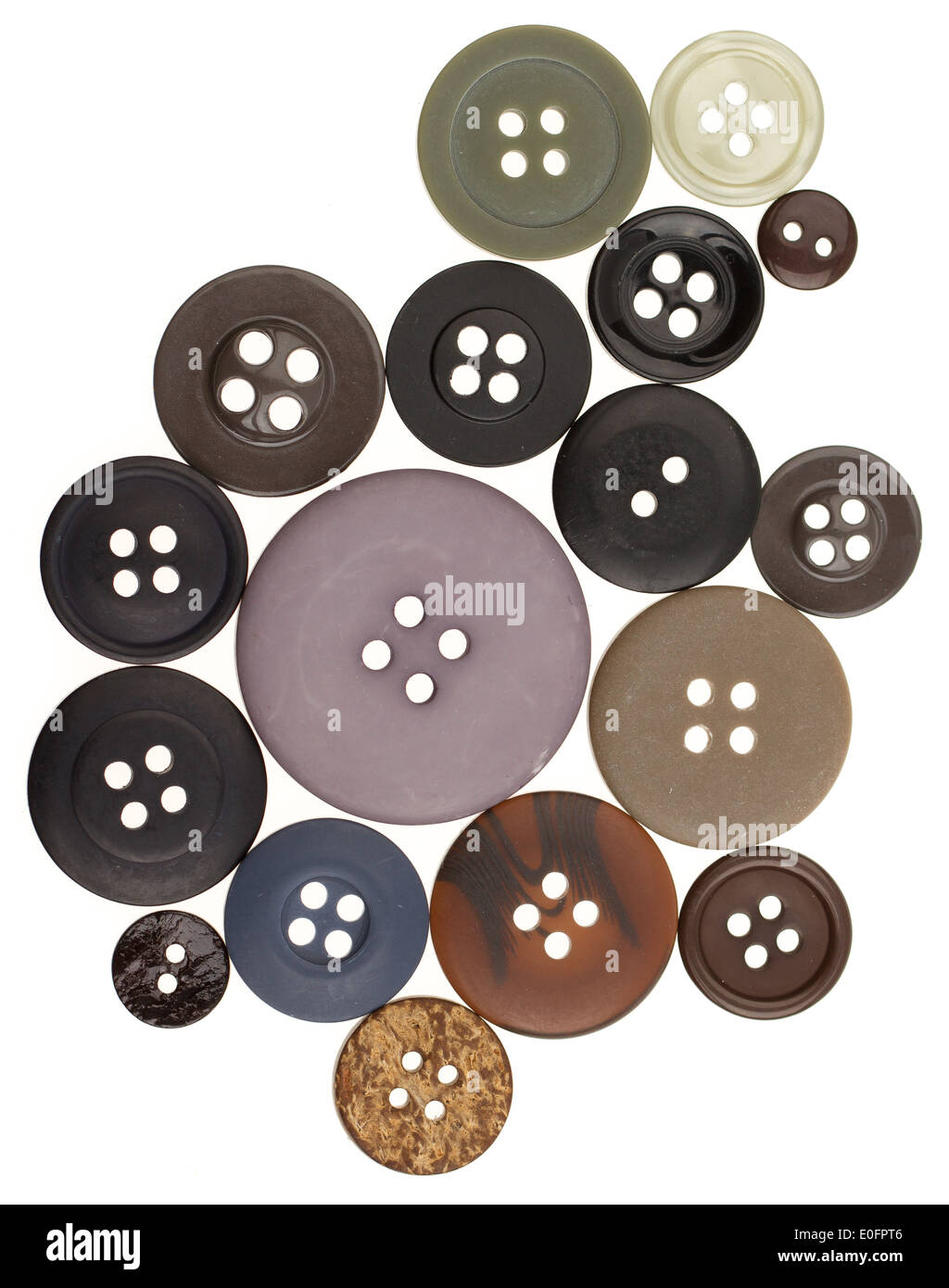 A collection of different buttons on a white background Stock Photo - Alamy