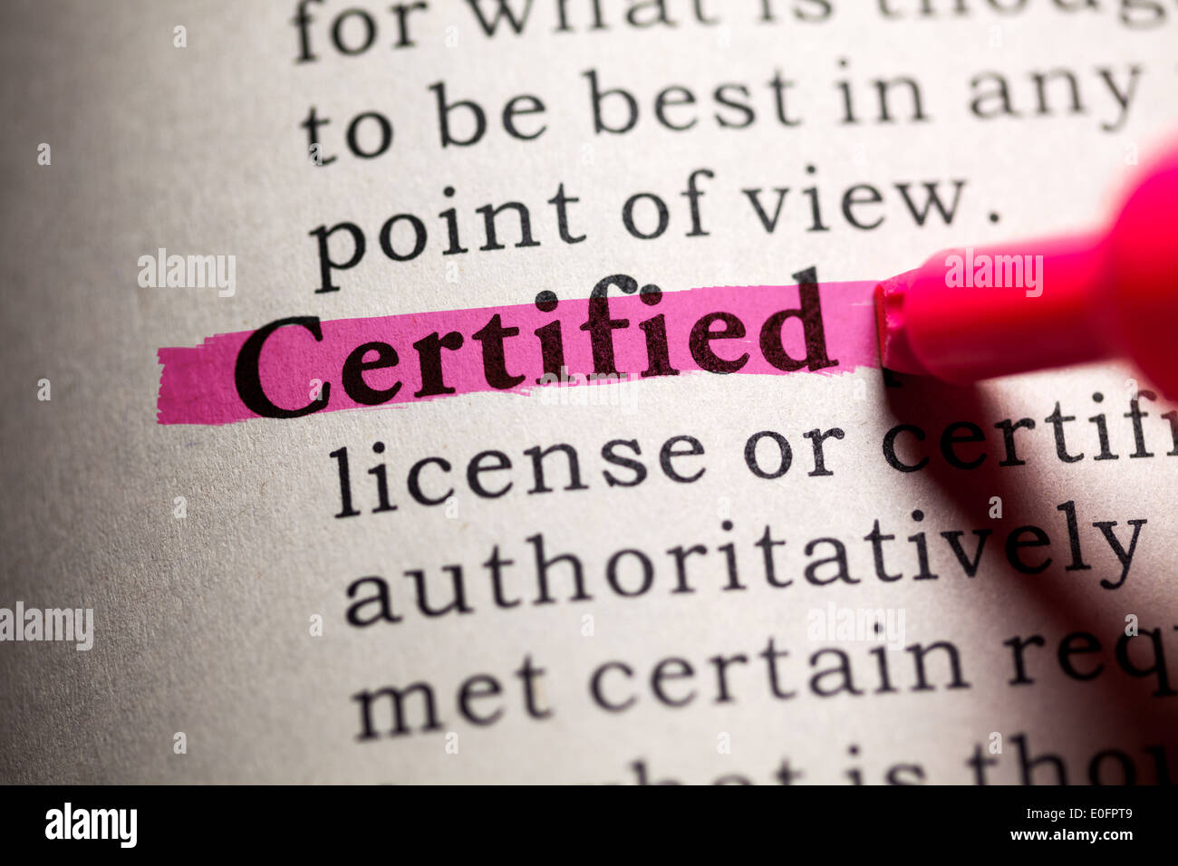 Fake Dictionary, Dictionary definition of the word certified Stock ...