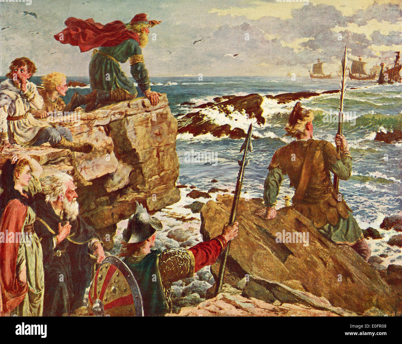 The Danes sailing up the English channel c.877 Stock Photo - Alamy