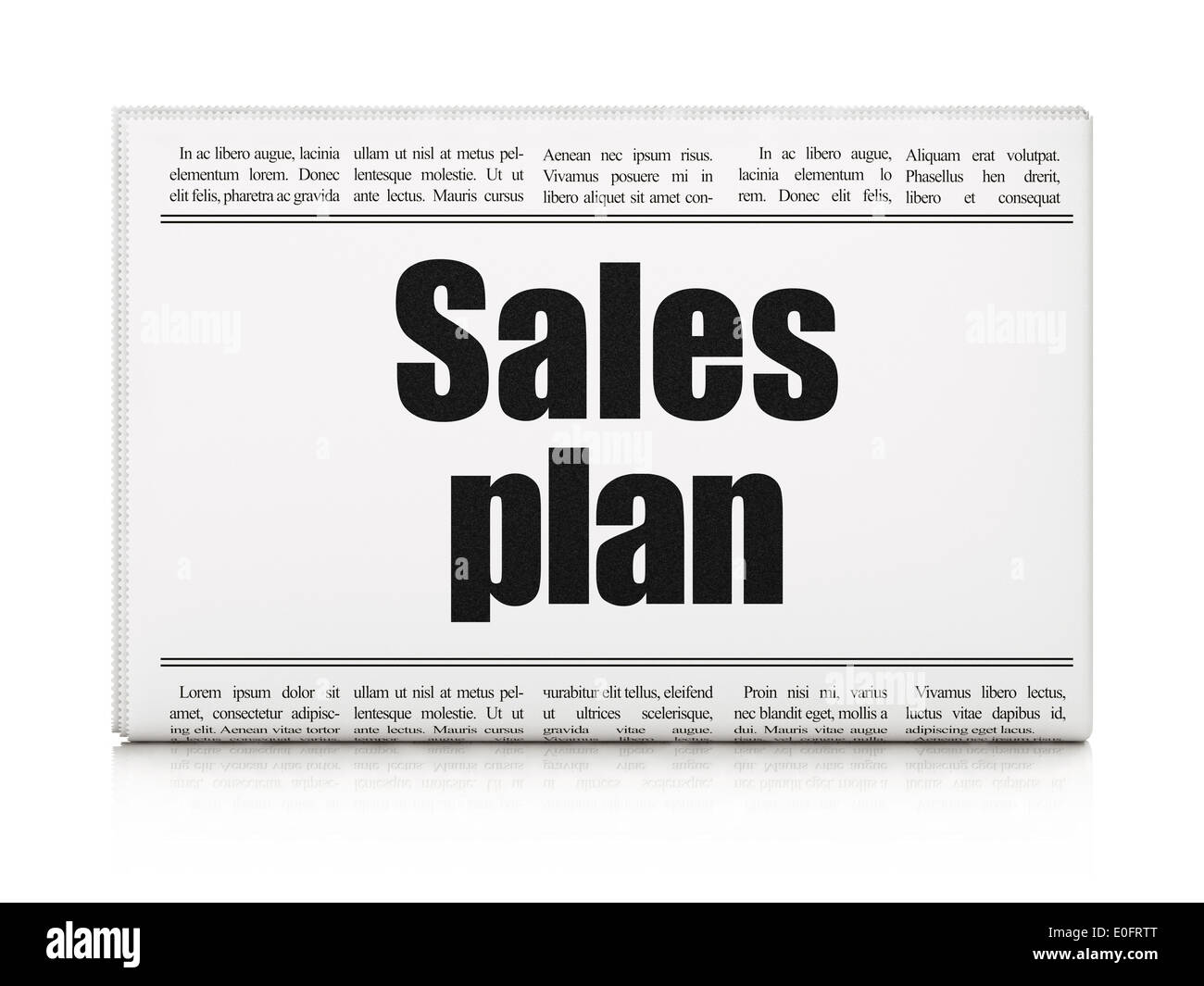 Advertising concept: newspaper headline Sales Plan Stock Photo - Alamy