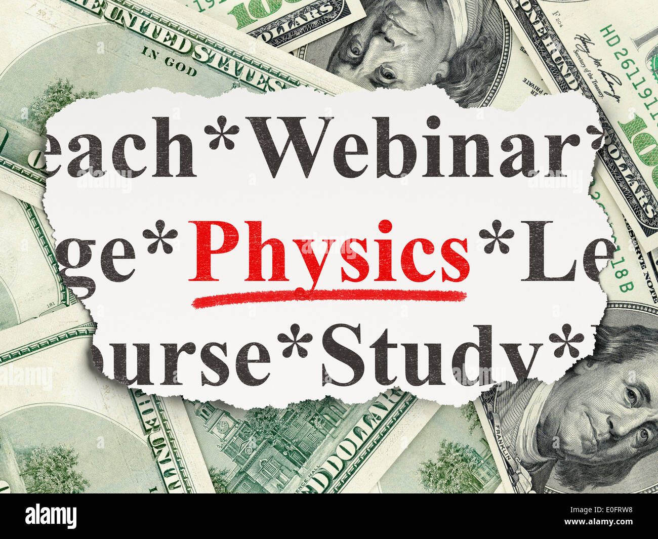 Education concept: Physics on Money background Stock Photo - Alamy