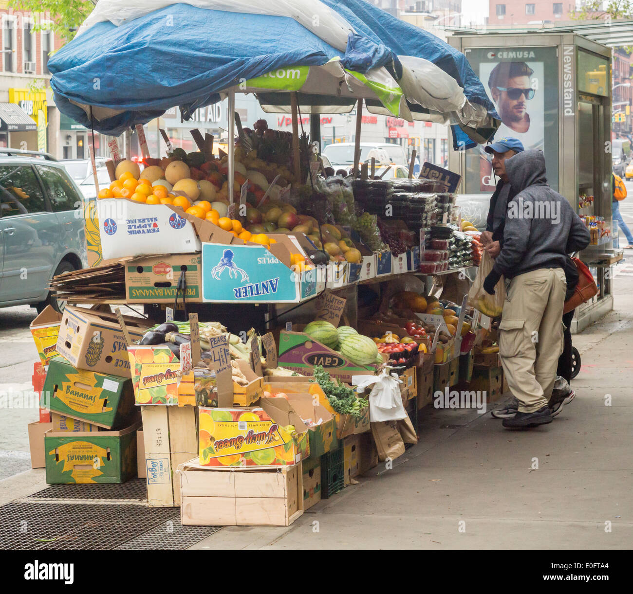 Fruit and vegetable stand in the New York neighborhood of Chelsea on ...