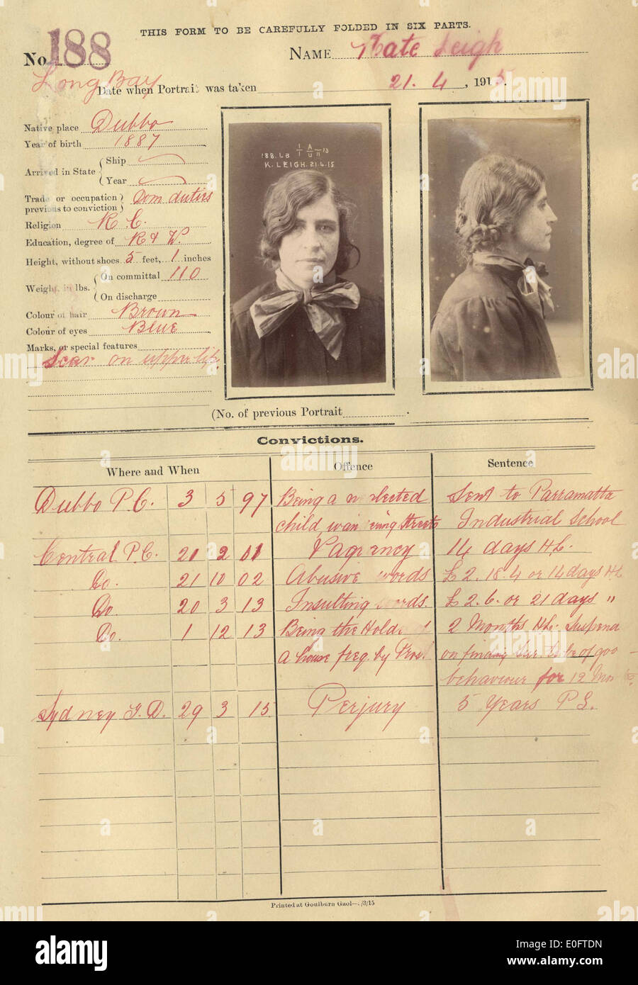 This historical photograph shows Kate Leigh, a notorious figure, at ...