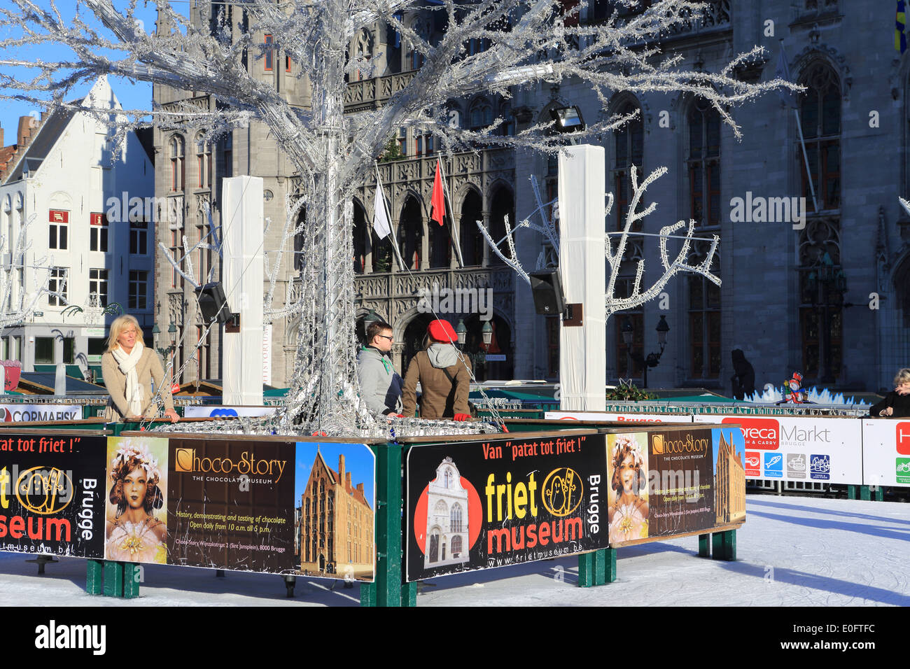 The seasonal, Christmas ice rink in Market Square in the old town of ...