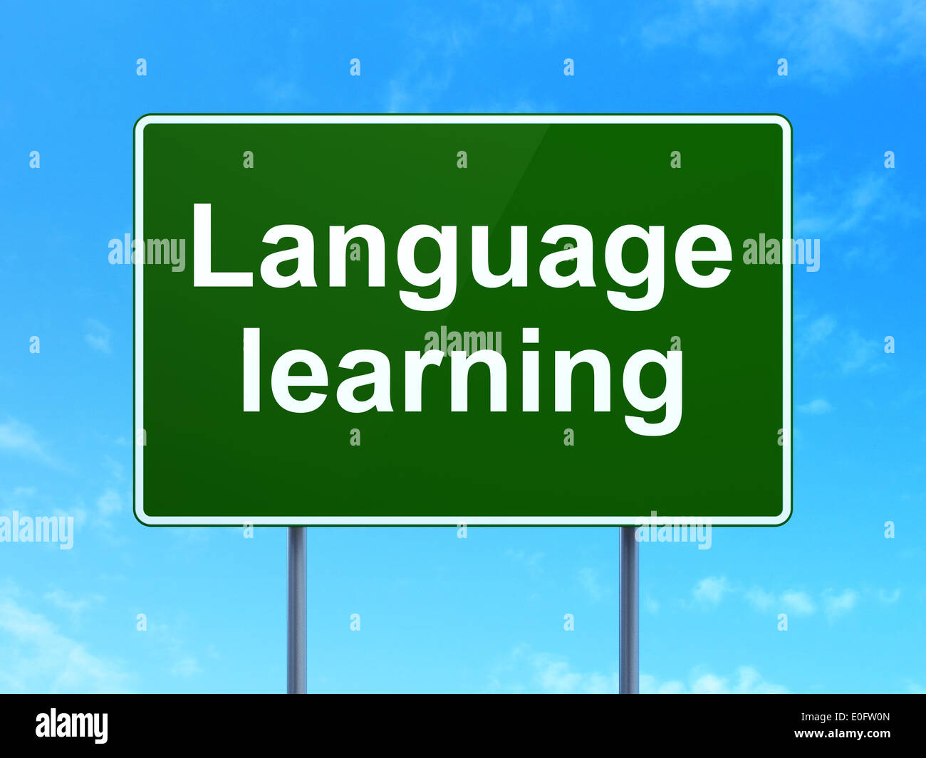 Education concept: Language Learning on road sign background Stock ...
