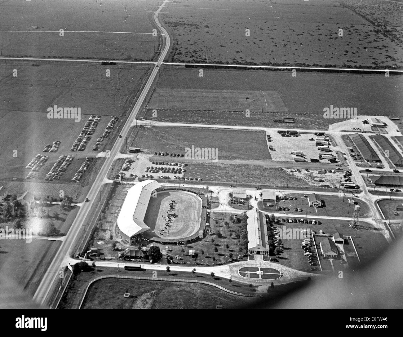 An aerial view of the Pin Oaks Stables during the Pin Oak Charity Horse ...
