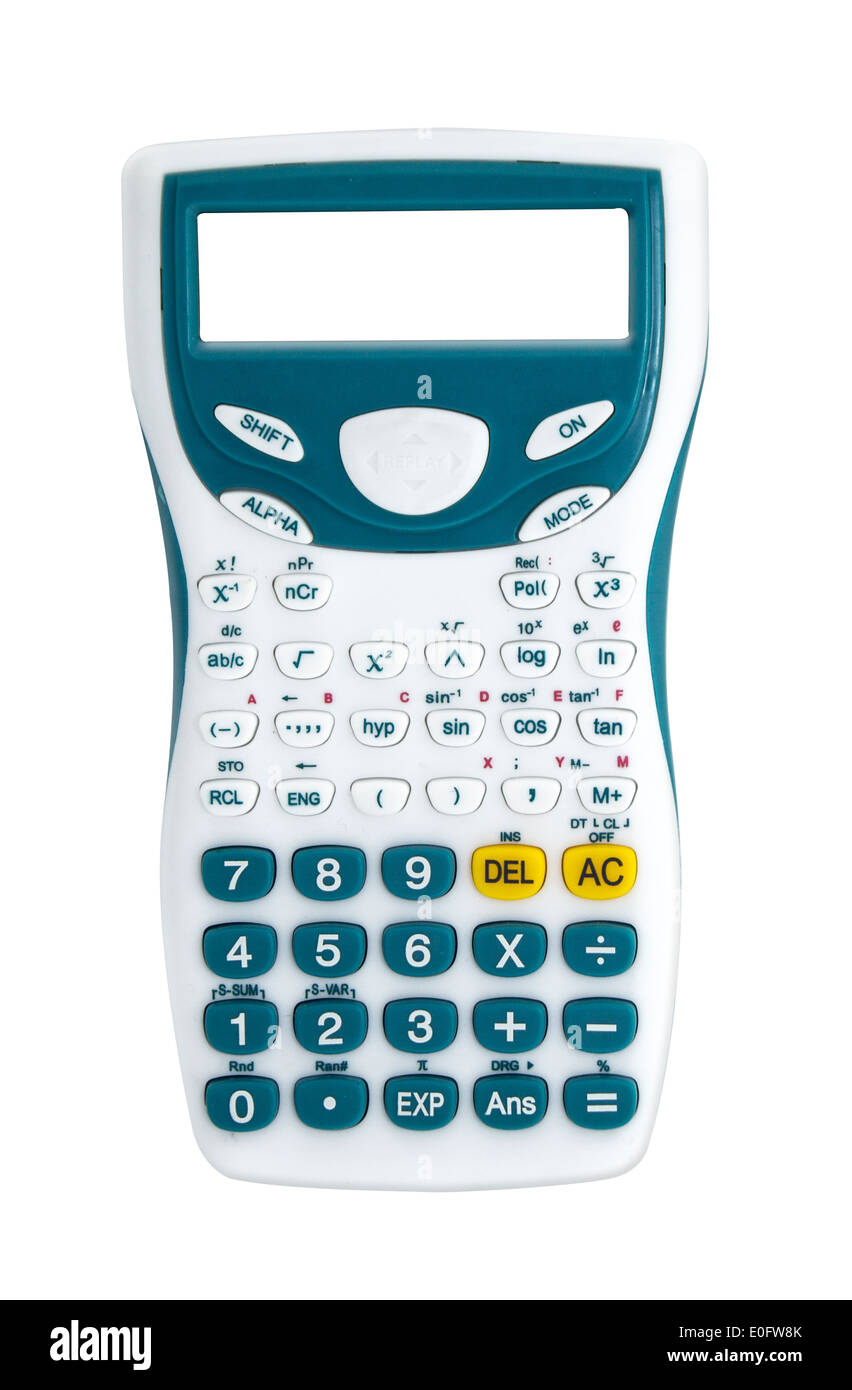Top view of a calculator isolated on white background Stock Photo - Alamy