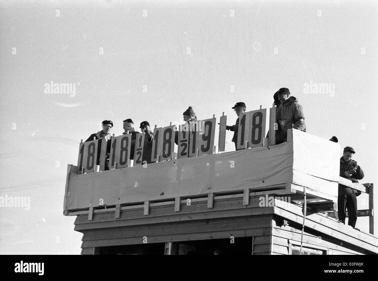Bjorn Wirkolas performing ski jumps at the 1966 Ski World Championship ...