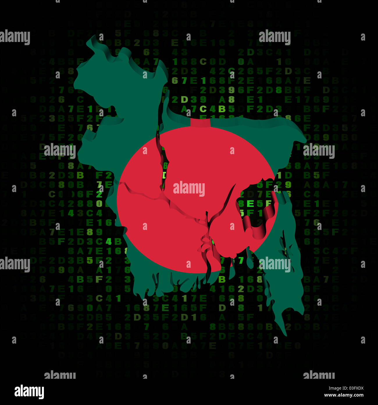 Bangladesh map flag on hex code illustration Stock Photo - Alamy