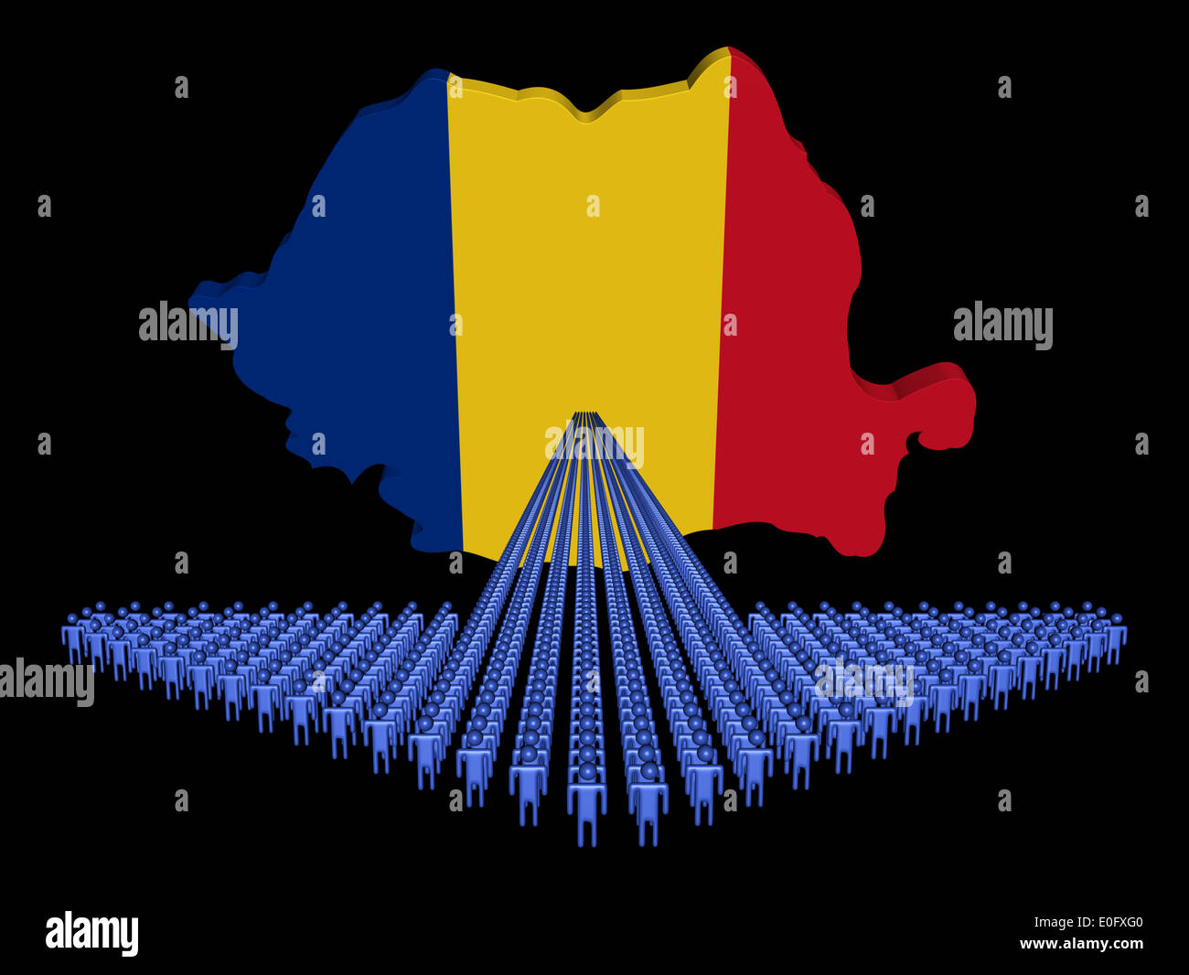 Arrow of people with Romania map flag illustration Stock Photo - Alamy