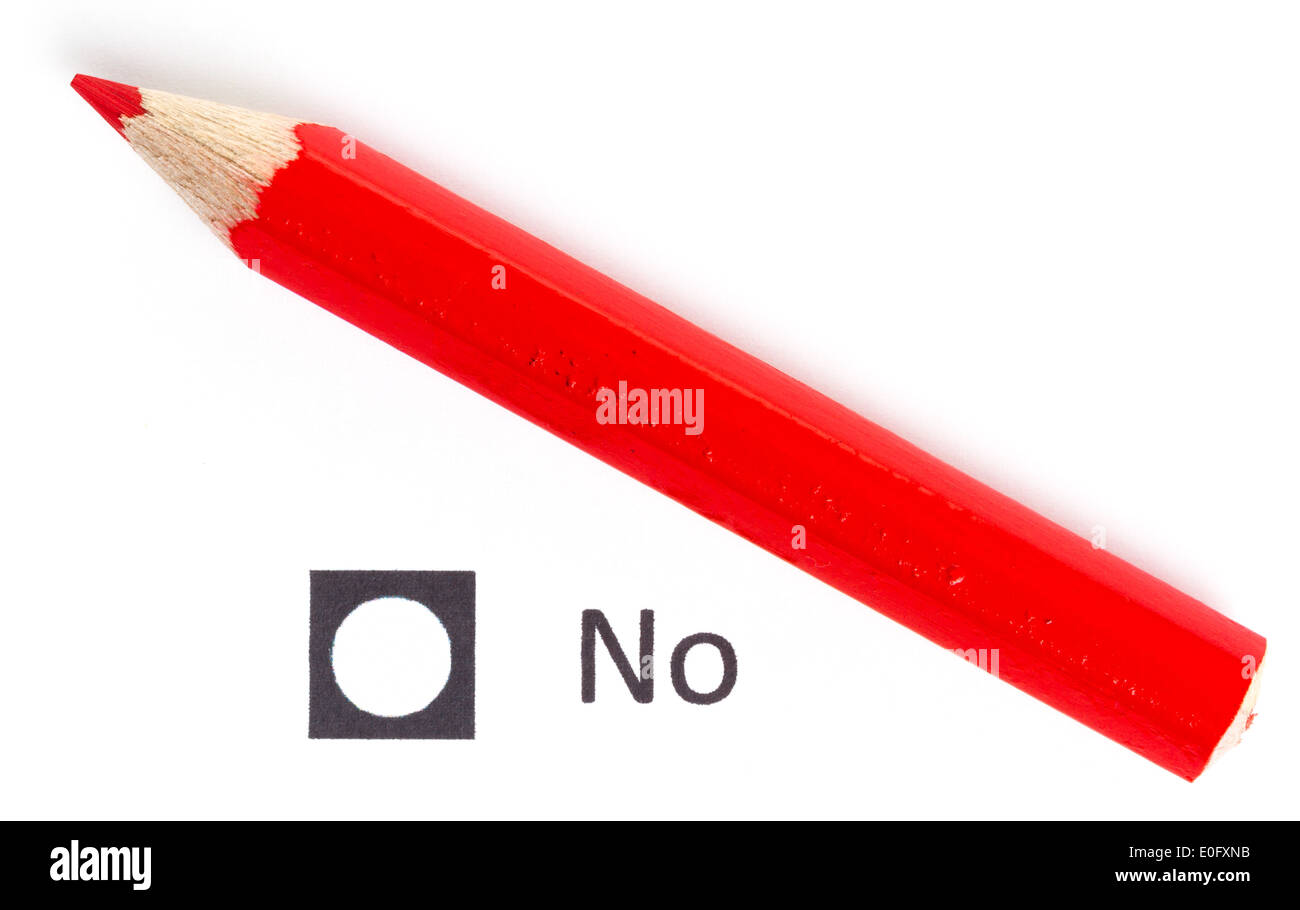 Red pencil choosing between yes or no (voting Stock Photo - Alamy