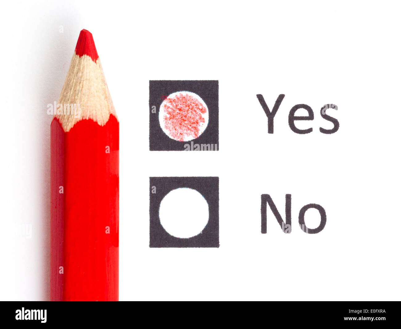 Red pencil choosing between yes or no (voting Stock Photo - Alamy
