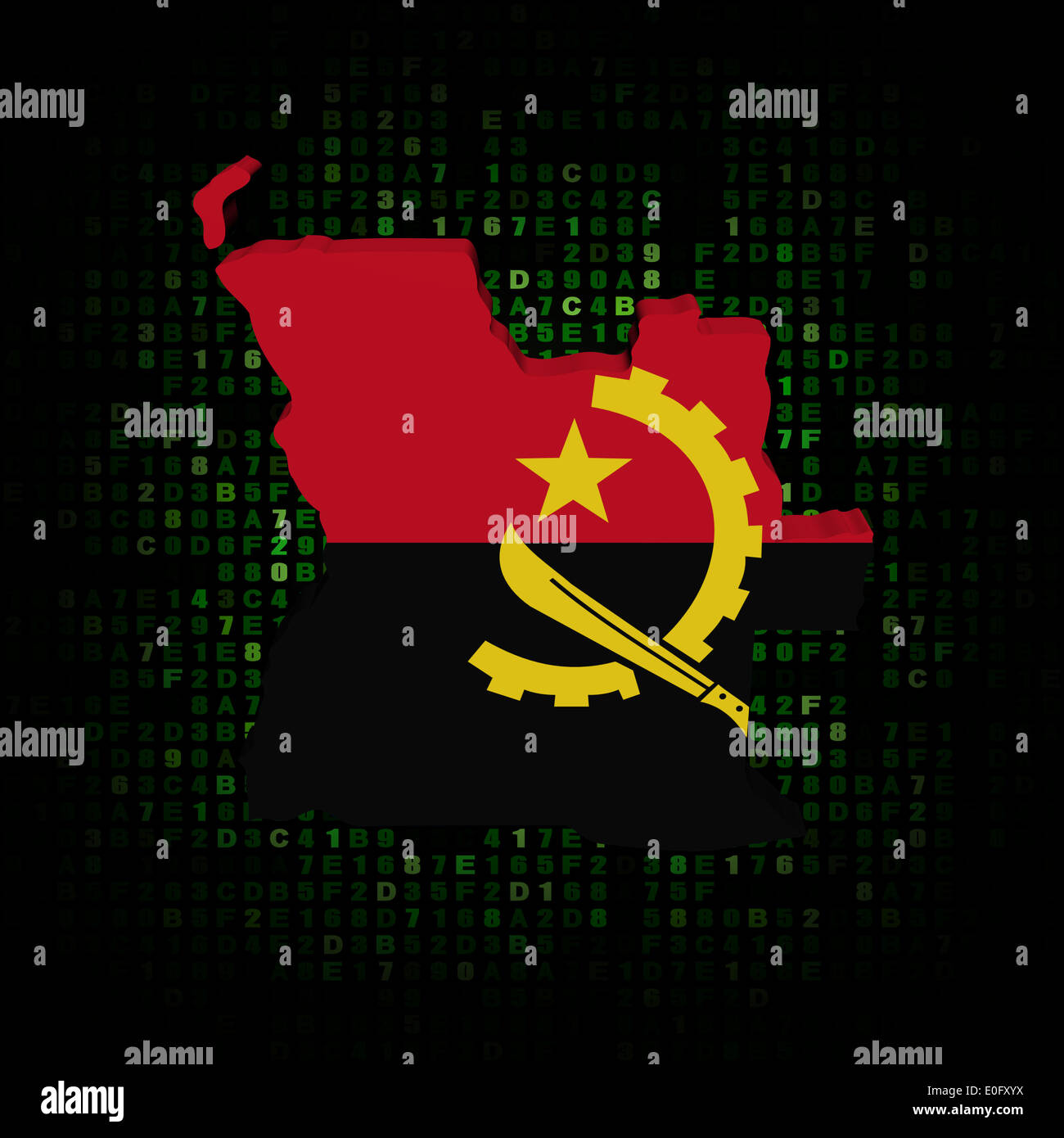 Angola map flag on hex code illustration Stock Photo - Alamy