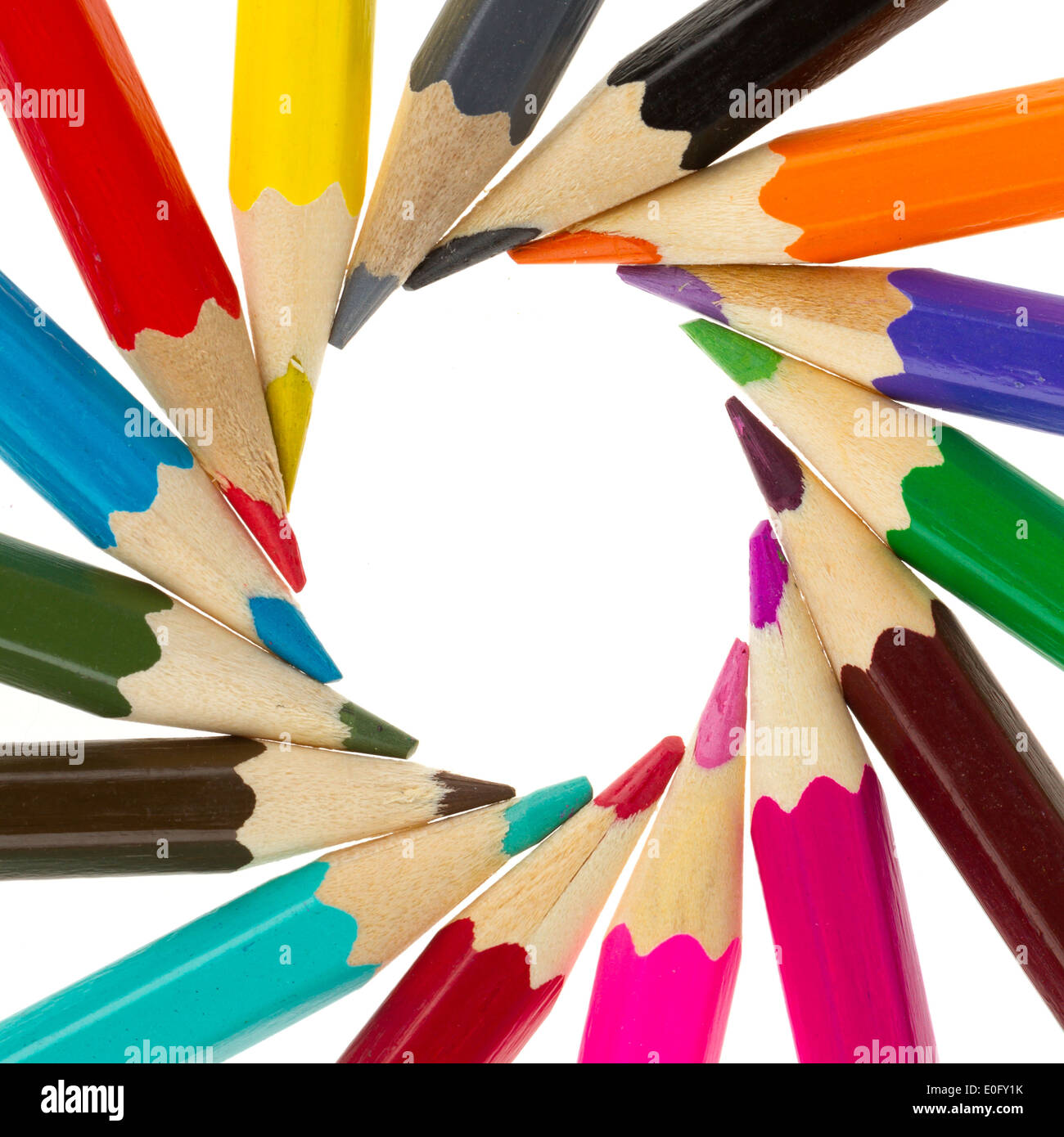 Many different color pencils on white background Stock Photo - Alamy