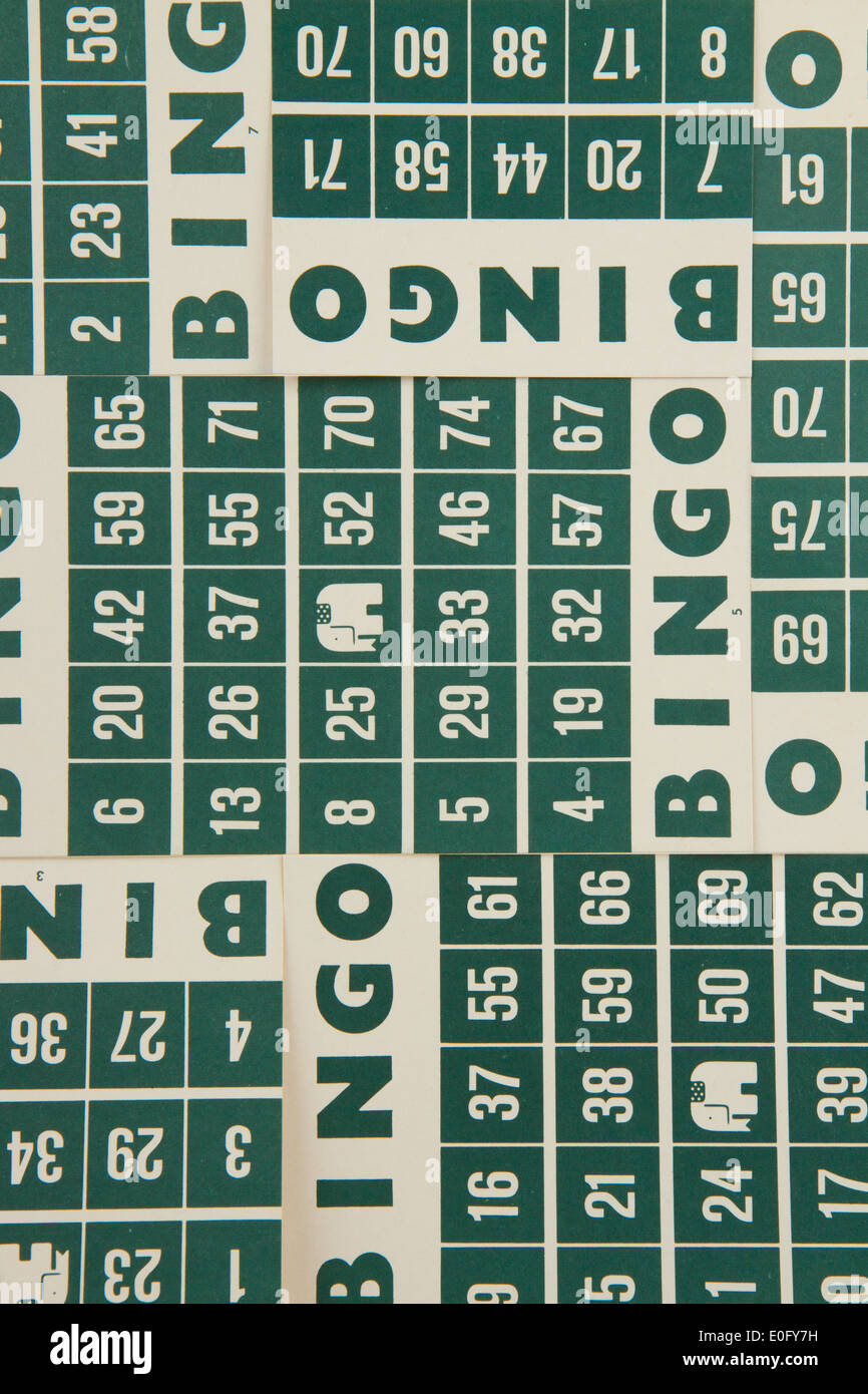 Green bingo cards isolated on a white background Stock Photo - Alamy