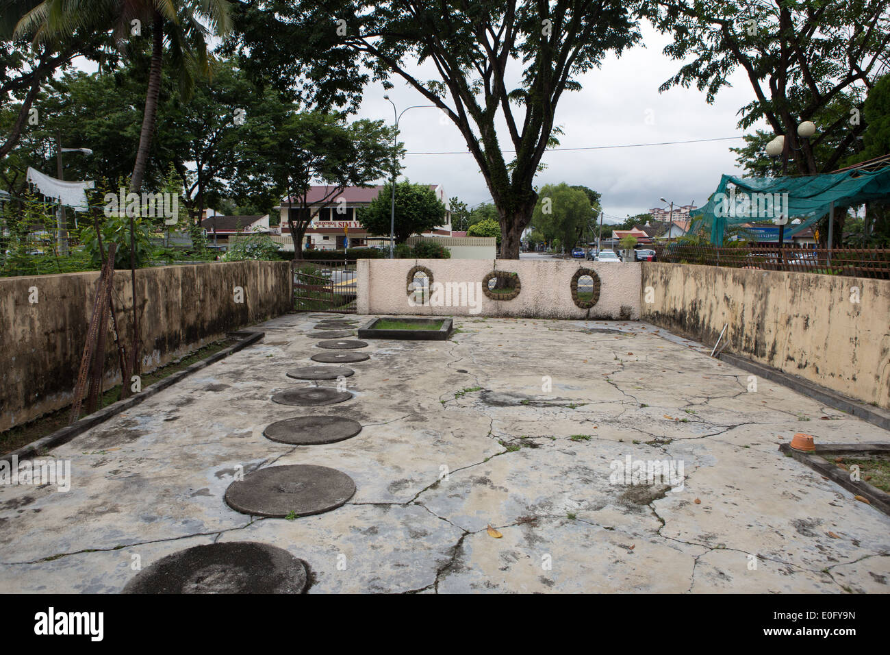 Wide shot of backyard in modest home in Penang, Malaysia Stock Photo ...