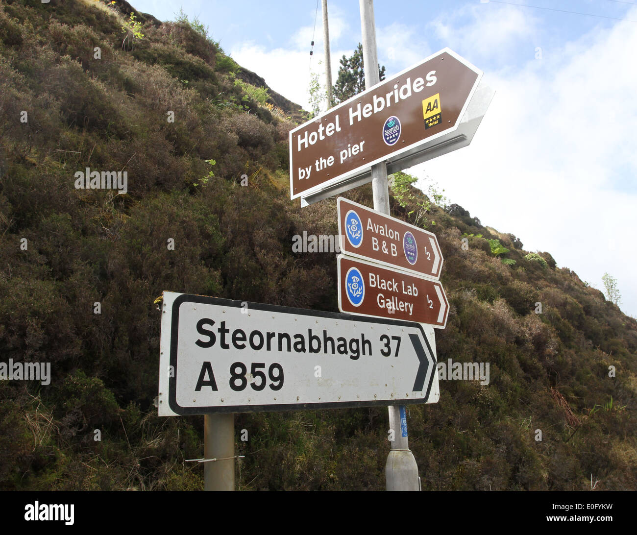 Gealic sign for Stornoway Isle of Harris Scotland May 2014 Stock Photo ...