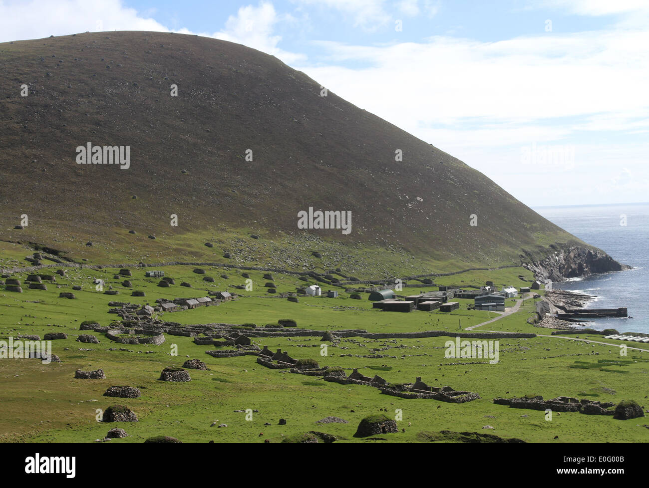 Elevated view of village Hirta St Kilda Scotland May 2014 Stock Photo ...