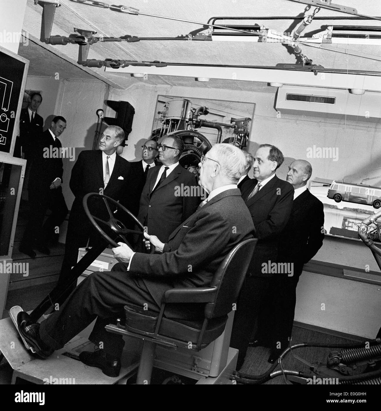 A photograph of King Gustav VI Adolf visiting the Stockholm Transport ...