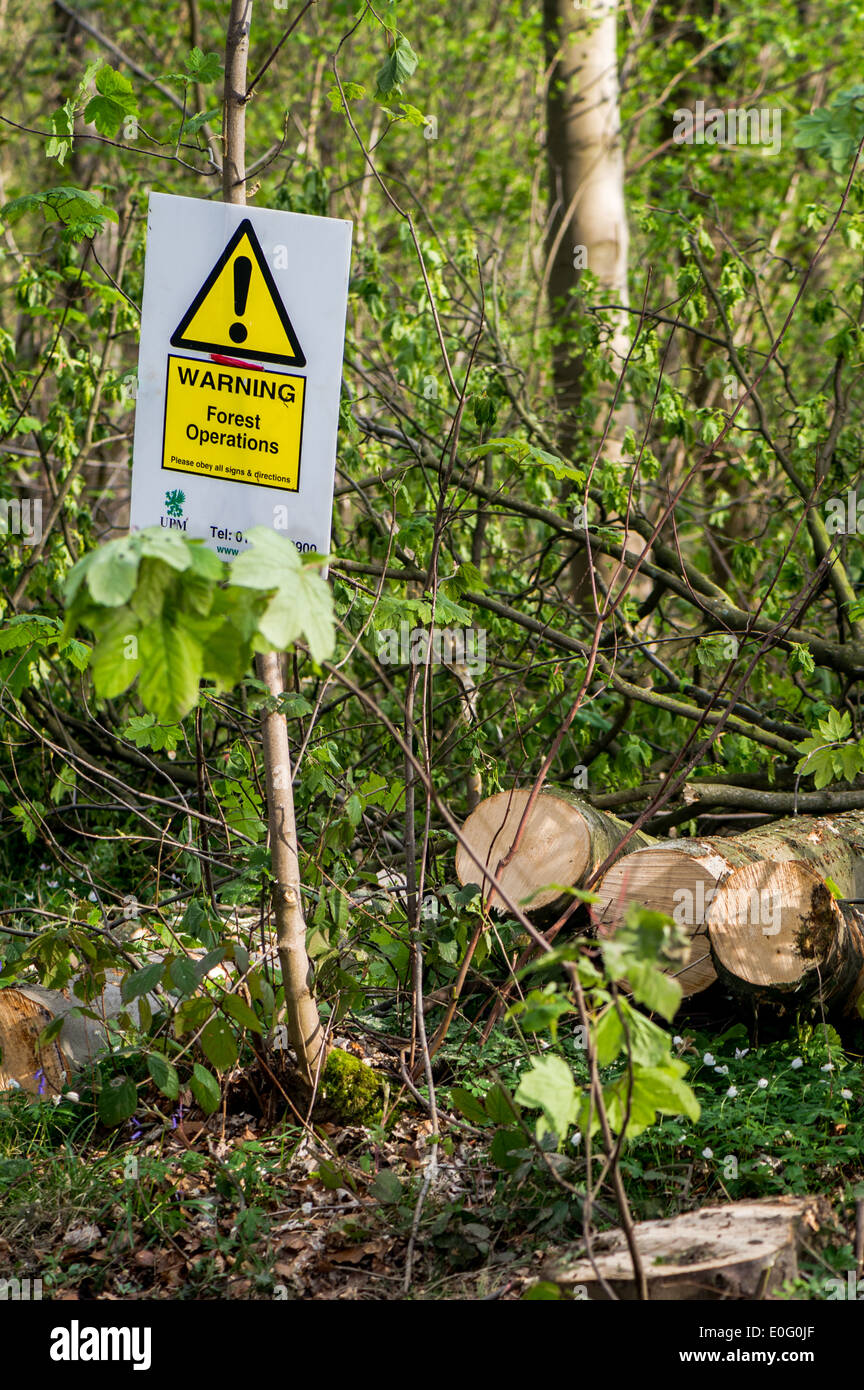 Warning forest operations sign hi-res stock photography and images - Alamy