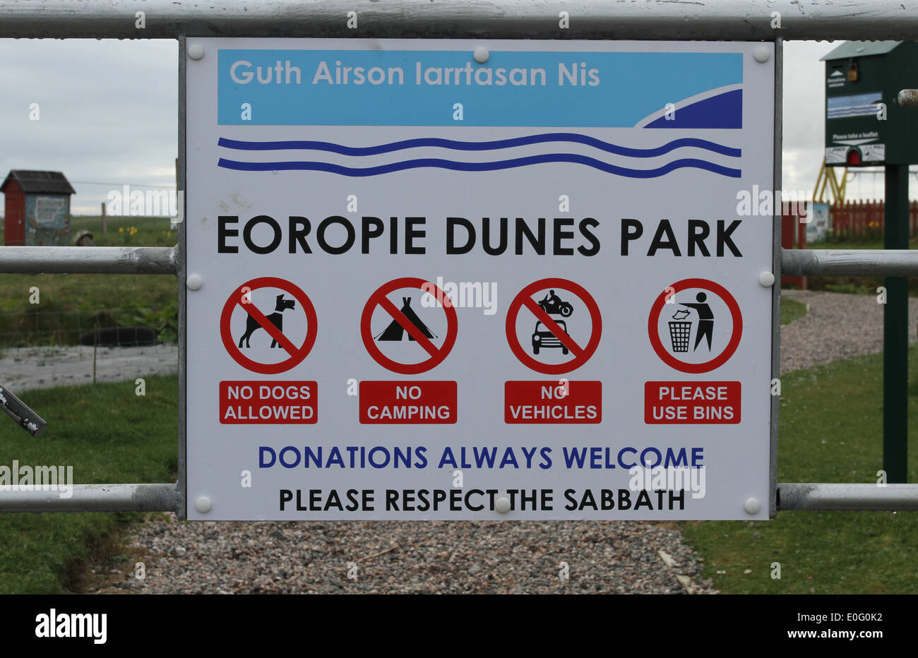 Sign at Eoropie Dunes Park Please Respect the Sabbath Isle of Lewis ...