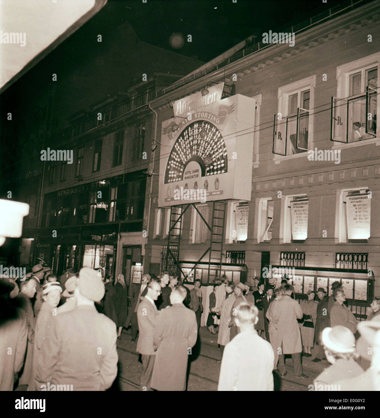 The 1957 parliamentary elections in Oslo, Norway, are depicted in this ...