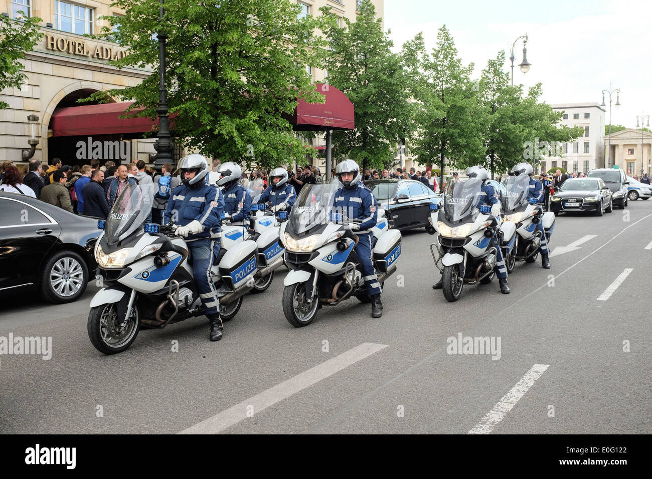 Police convoy for VIP Hotel Adlon Pariser Platz and Unter den Linden ...