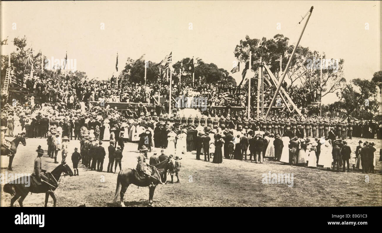 A historical crowd scene from the Naming of Canberra ceremony on 12 ...