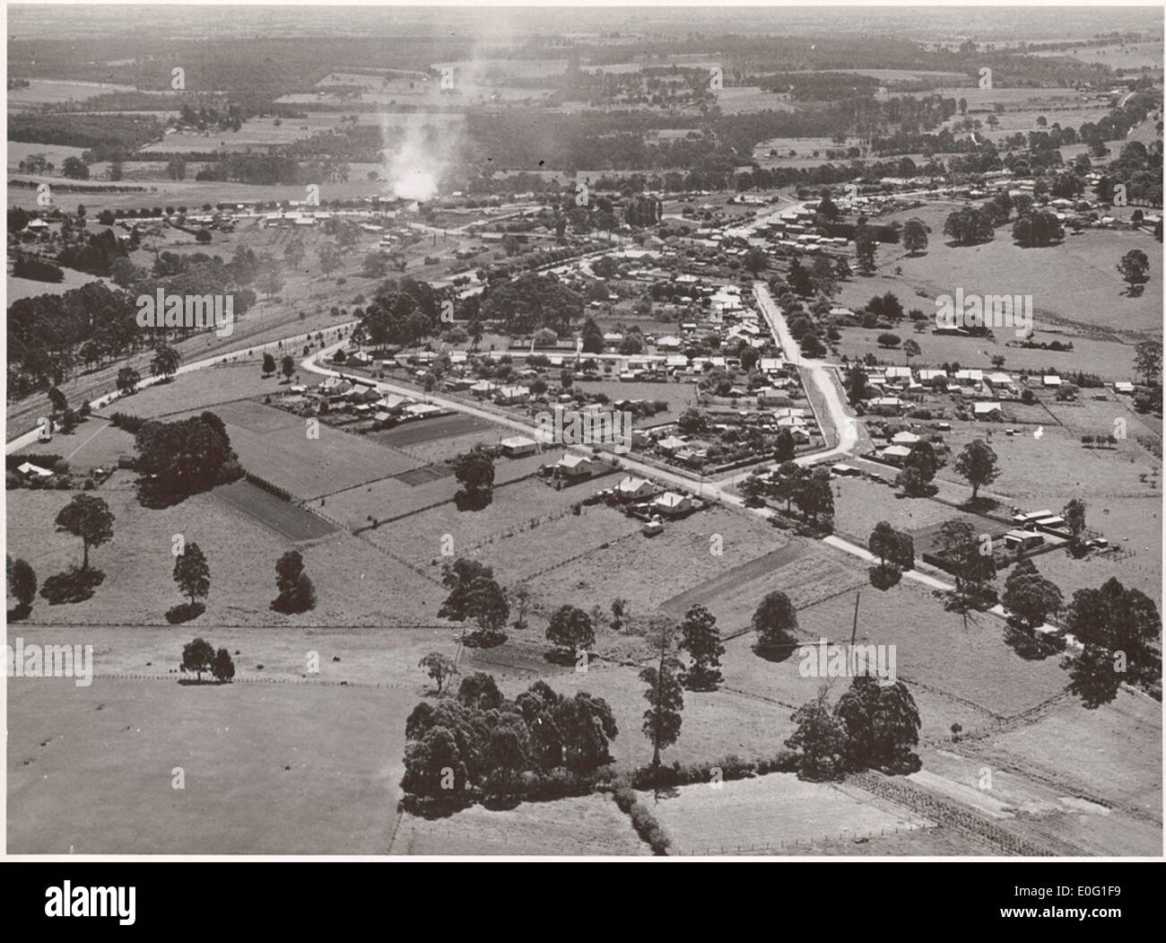 An aerial view of Drouin, Victoria, taken during World War II ...