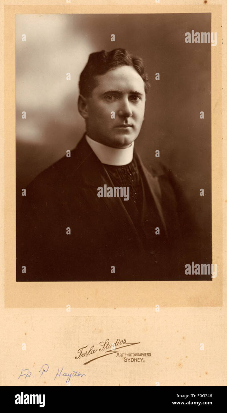 Father Patrick Haydon is depicted in a formal portrait, representing ...