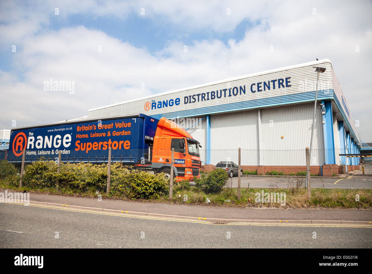 Trucks parked outside The Range distribution centre in Talke Stoke on ...
