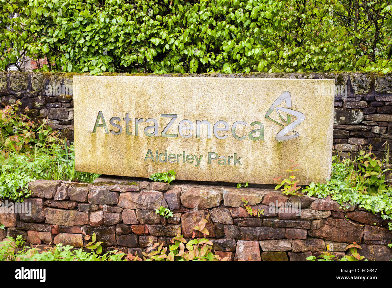 A sign outside the Alderley Park site of the pharmaceutical company ...