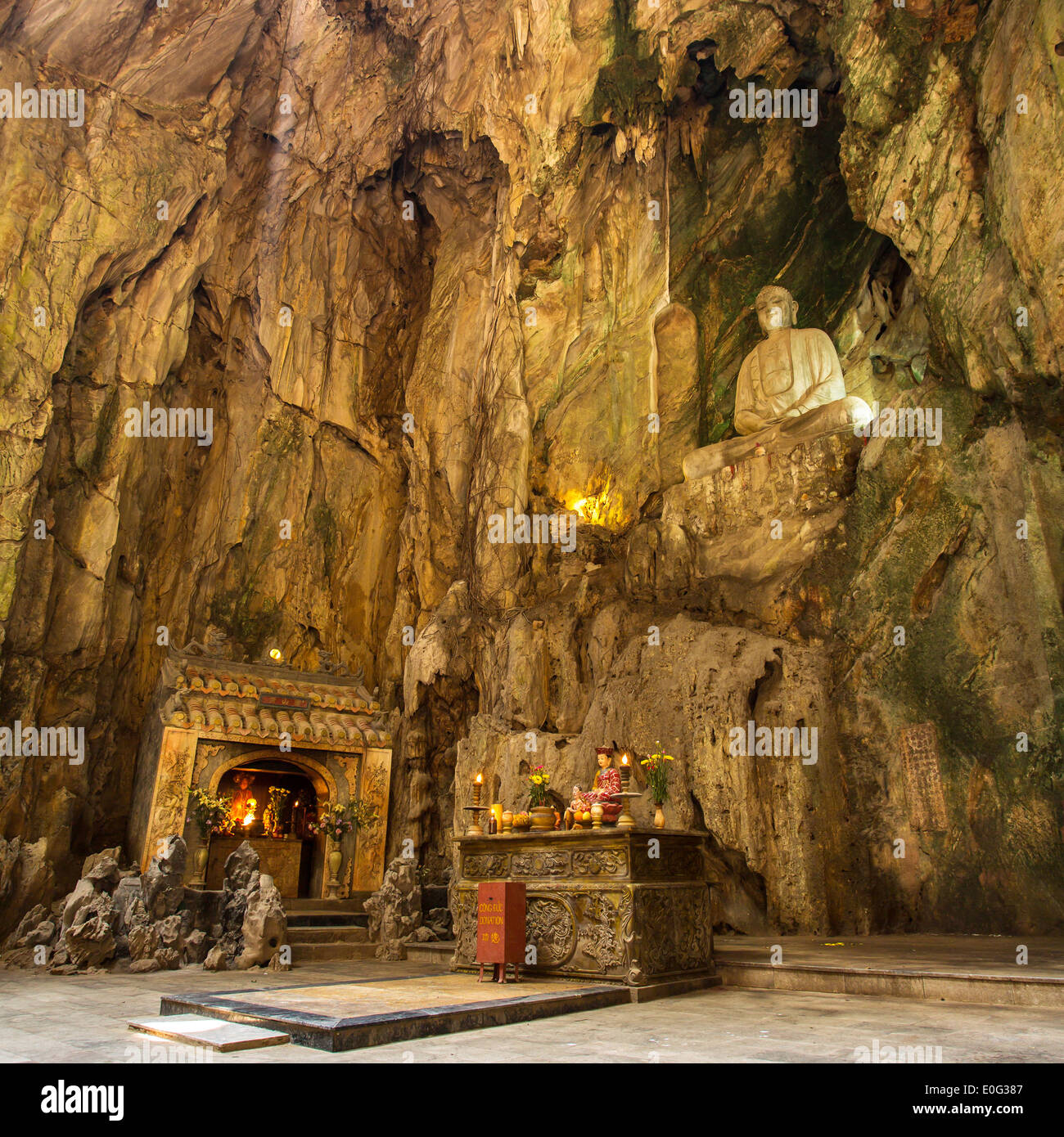 Buddhist pagoda in Huyen Khong cave in Marble Mountains at Da Nang city ...