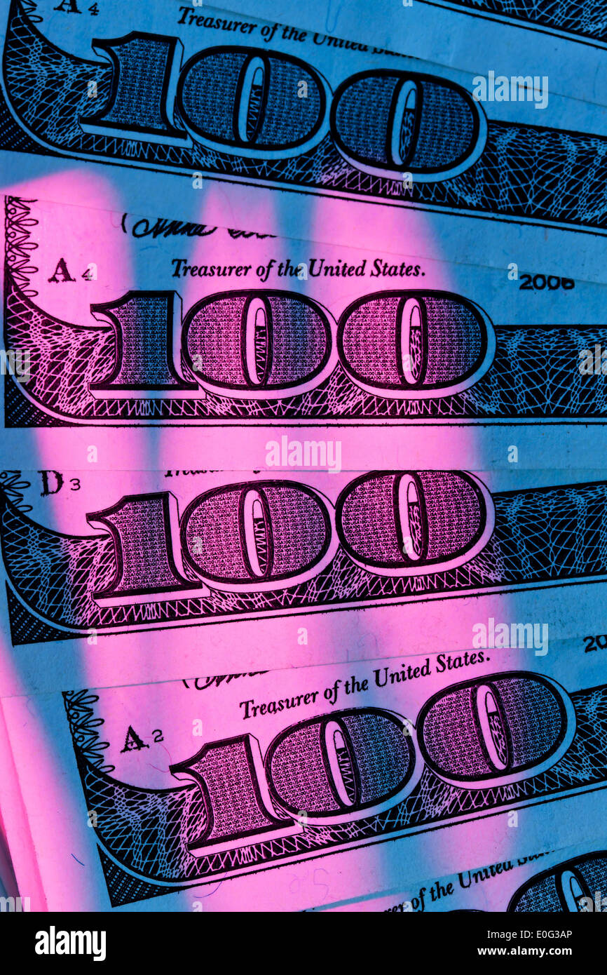 Detail of American dollar of bank notes, Detail von amerikanischen ...