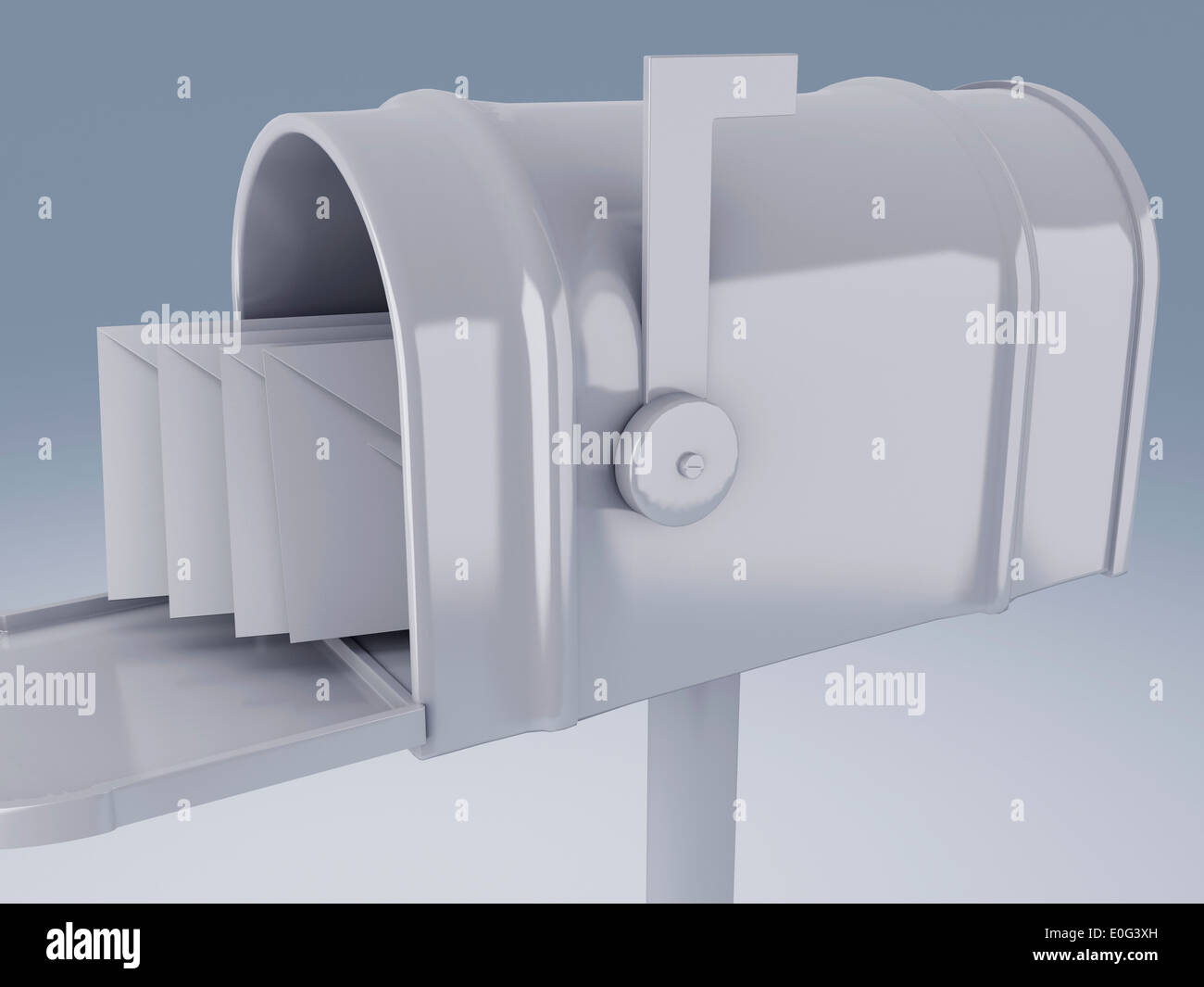white mail box with heap of letters. 3D illustration Stock Photo - Alamy