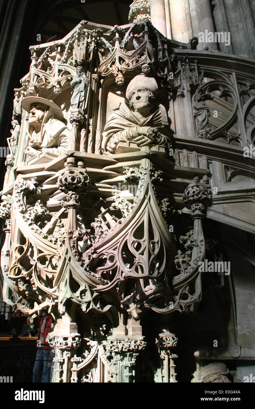"Vienna, Stephansdom, pulpit of Anton Pilgram; ", "Wien, Kanzel von ...