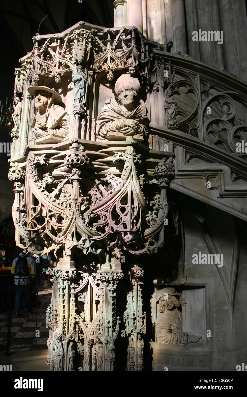 "Vienna, Stephansdom, pulpit of Anton Pilgram; ", "Wien, Kanzel von ...