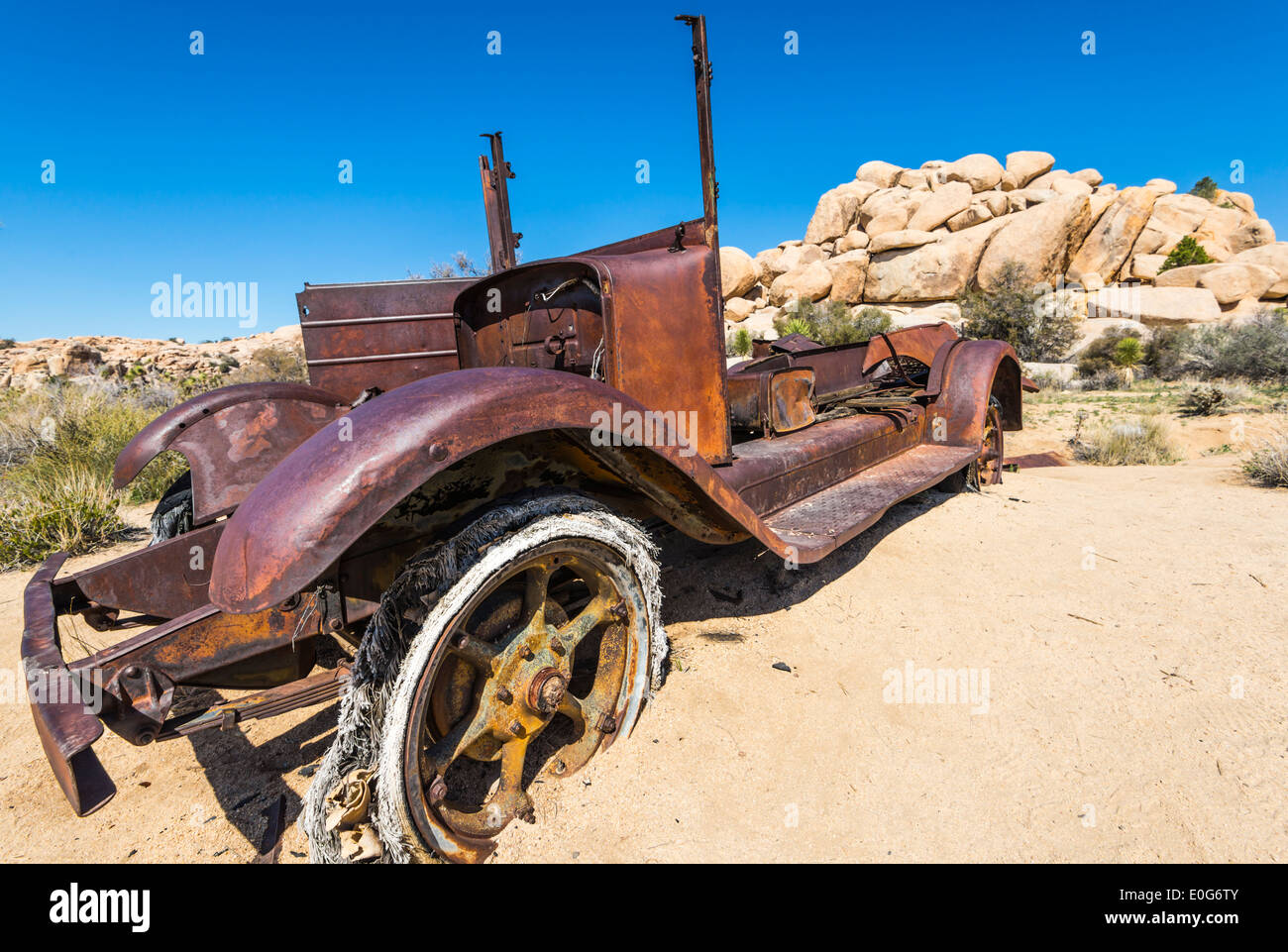Abandoned and rusted car. Joshua Tree National Park, California, United ...