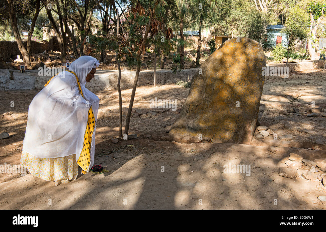 pilgrim at the St. Maryam of Sion Church in Axum, Ethiopia Stock Photo ...