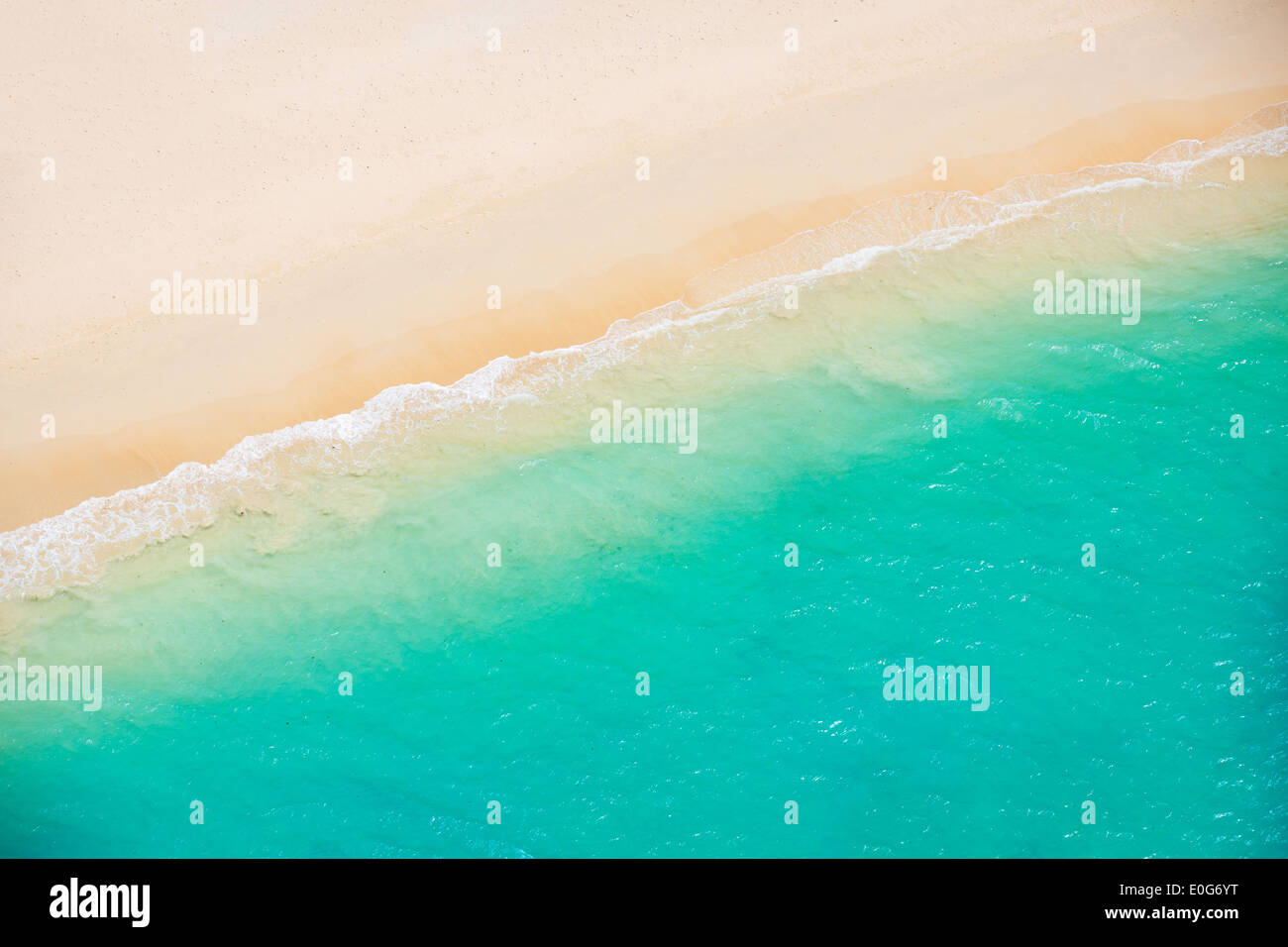 Beach and Sea. Aerial view from helicopter of tropical ocean meeting ...