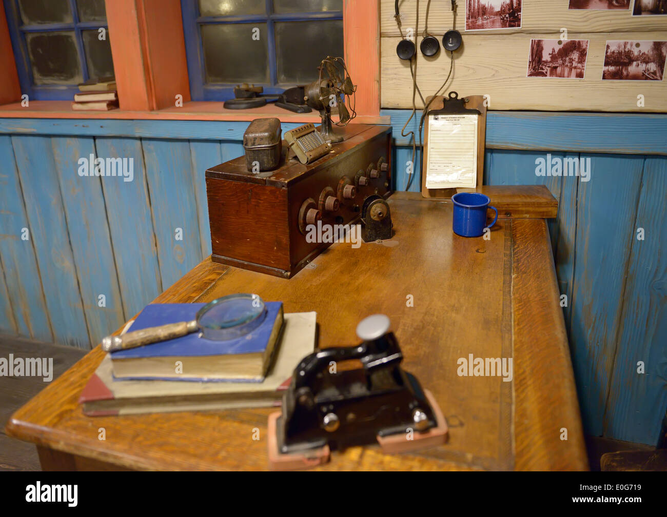 Old radio, historic communication equipment at boat station Stock Photo ...