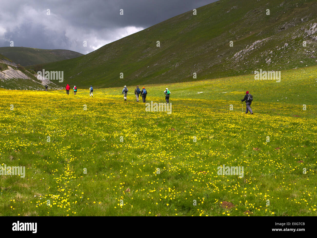 Hiking on Campo Imperatore, Italy's largest alpine plain Stock Photo ...