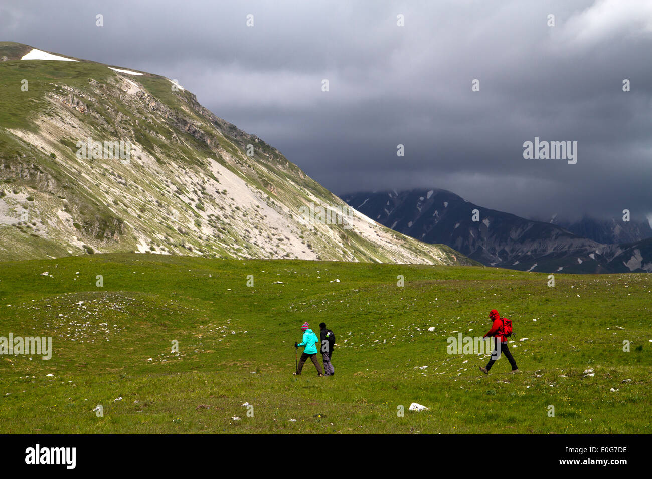 Hiking on Campo Imperatore, Italy's largest alpine plain Stock Photo ...