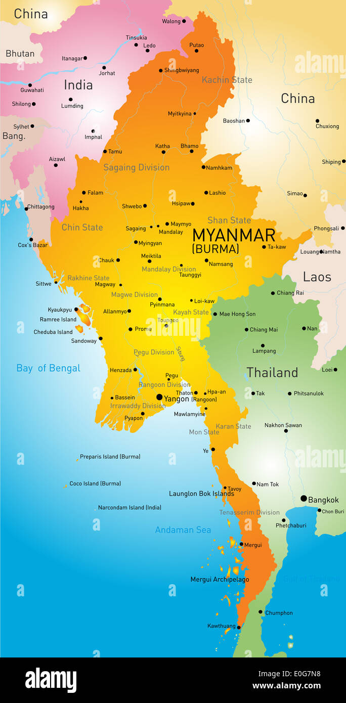 Mandalay map hi-res stock photography and images - Alamy